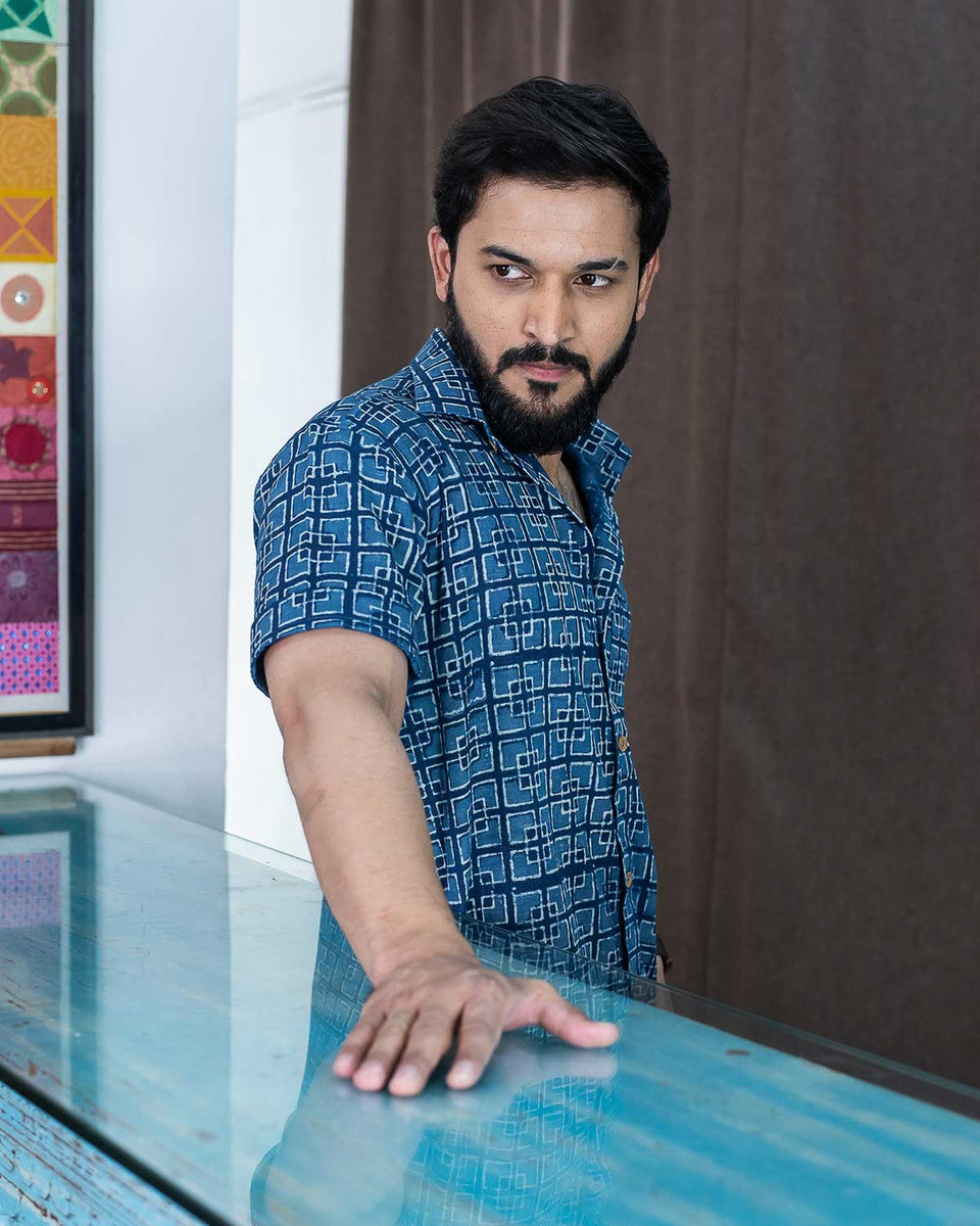 Indigo Signature Slub Men's Shirt – rushmefashions.com